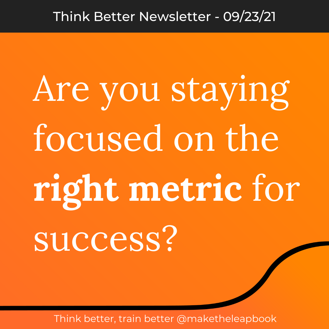 9/23/21: Staying focused on the right metric for success – Make the ...